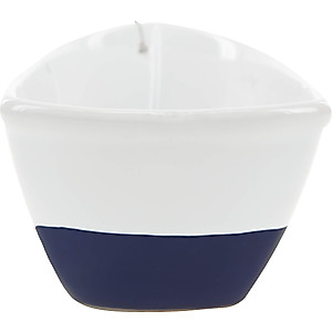 Pavilion - Life Is Great At The Lake - 12 Oz Stoneware Boat Dish Server With Wooden Oar Scoop,Blue