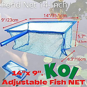 14"x 9" Koi Adjustable Fish NET Handle 30~54cm Aluminum Fishing Pond Aquarium