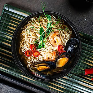 TOPBATHY Melamine Serving Bowls：2pcs Japanese Style Salad Bowls Reusable Mixing Bowls Large Ramen Bowls Deep Soup Bowl for Family Kitchen