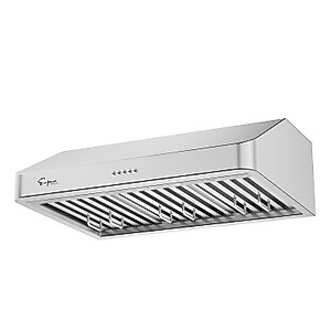 Empava 30" Under Cabinet Range Hood with Push Button Controls Dual Sealed Aluminum Motor Permanent Filters LED Lights in Stainless Steel, 30 Inch, 500CFM