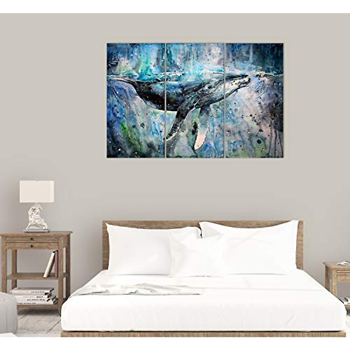 Blue Whale Wall Art Decor Modern Artwork Canvas Painting Prints Pictures Home Decor for Living Room Dining Room Bedroom