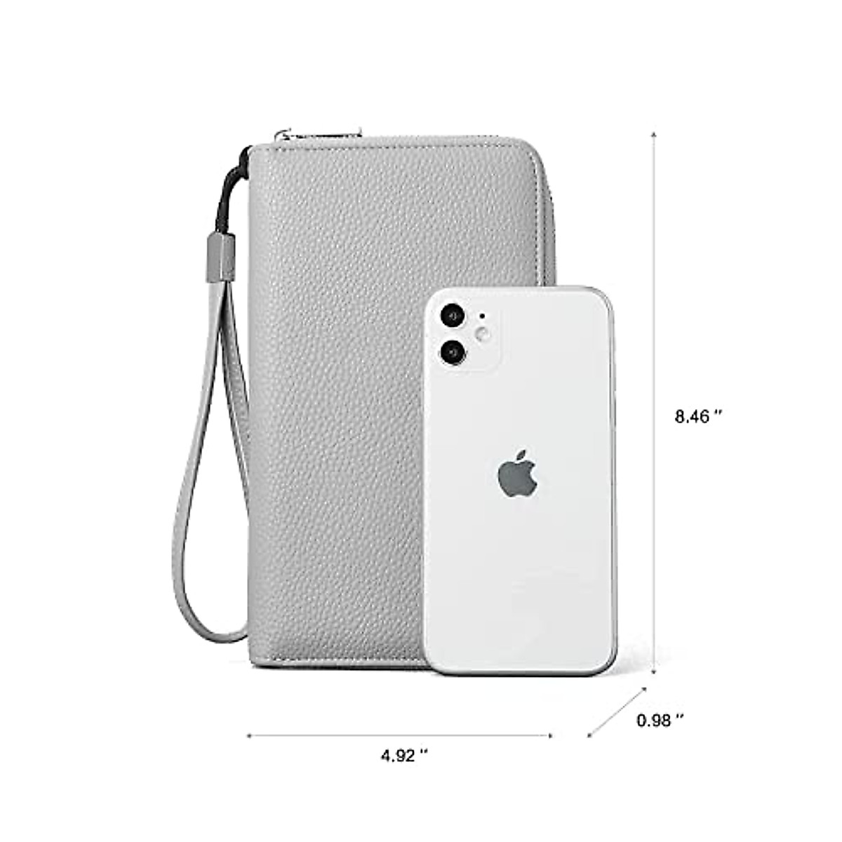 BROMEN Women Handbag Designer Leather Hobo Handbags Grey and Women Wallets Grey Bundle