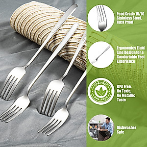 Stainless Steel Dinner Forks Set for，8-inch Modern Flatware Cutlery Forks，Food Grade Stainless Steel Flatware, Mirror-Polished & Dishwasher Safe, Use for Home Kitchen, Party or Restaurant
