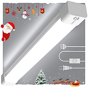 Oueand LED Shop Light with Plug, 2FT Waterproof Linkable LED Tube Light 5000K Workbench Light, 18W 1800LM LED Ceiling and Closet Light for Garage Kitchen Corridor, Corded Electric with Switch