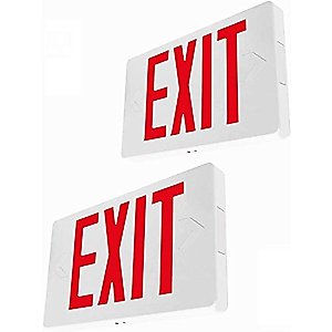Litufine Ultra Slim LED Exit Sign, Red Letter Emergency exit Lights, 120V-277V Universal Mounting Double Face (2-Pack)