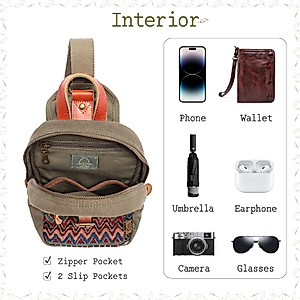 TSD Brand Four Season Canvas Sling Bag (Olive)