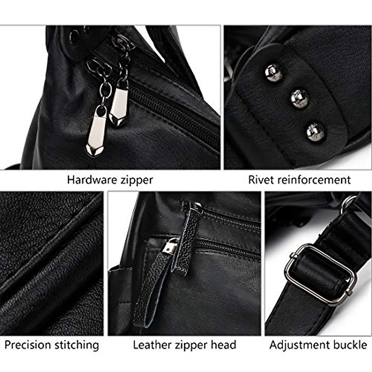 Artwell Fashion Crossbody Bag for Women Shoulder Bag Soft PU Leather Handbags Purses Multi Pocket Hobo Tote Bag (Black)