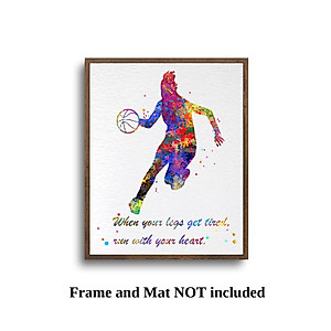 Dignovel Studios 8X10 Unframed Basketball Girl When Your Legs Get Tired Motivational Watercolor Art Print Poster Housewarming Wall Giclee Office Home Decor DN521