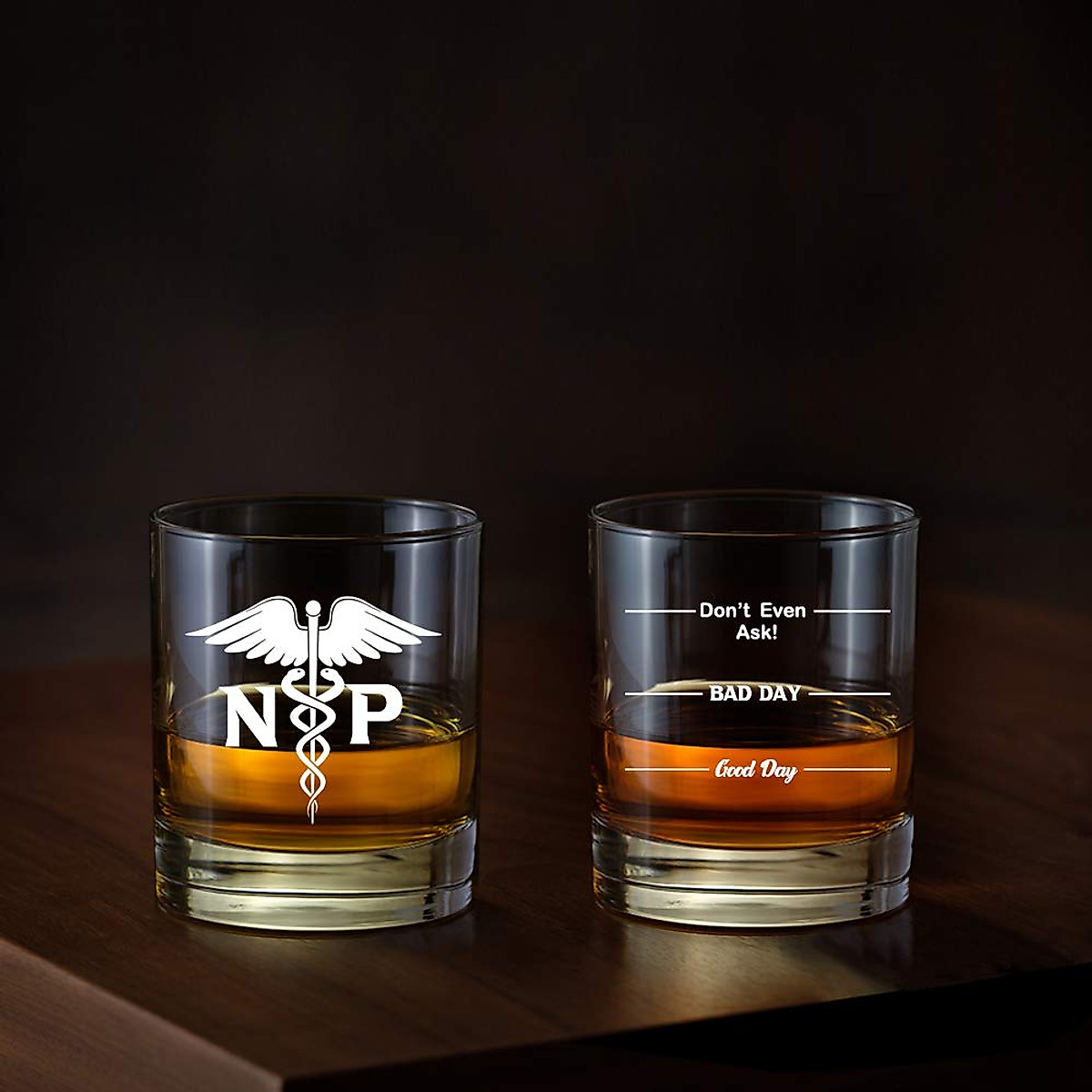 AGMdesign,Funny Double sided Good Day Bad Day Don't Even Ask NP Nurse Practitioner Glasses gift for Nurse Practitioner Nurse Practitioner