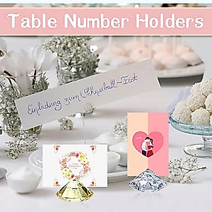 Tvoip 24 Pieces Diamond Card Holder Table Number Holder Place Card Holders Acrylic Crystal Diamond Tabletop Card Stands for Party Weddings Table Decoration (Champagne)