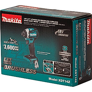 Makita XDT14Z 18V Lithium-Ion Brushless Cordless 3-Speed Impact Driver (Renewed)