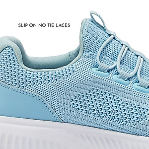 Avia Air Slip On Shoes for Women - Casual Comfortable Athletic Tennis Walking Sneakers for Women with Memory Foam - Aqua Blue/Navy Blue, 7.5 Medium