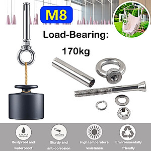 Reedny,Eyebolt Bolt Stainless Steel Wall Concrete Brick Anchor Expansion Bolts Ring Screw Eyes,Heavy Duty Anchor Fastener Eye Bolt (M8, 4 Pcs)