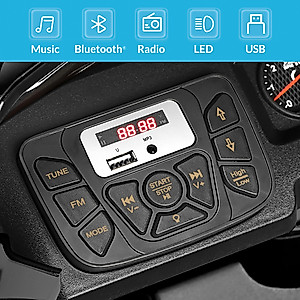 Kidzone 12V Battery Powered Licensed Chevrolet Silverado Trail Boss LT Kids Ride On Truck Car Electric Vehicle Jeep with Remote Control, MP3, LED Lights - Black