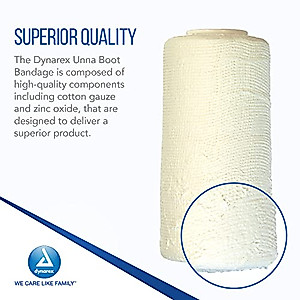 Dynarex 3454 Unna Boot Bandage, Individually Packaged, Provides Customized Compression, With Zinc Oxide, Soft Cast, 4" x 10 Yard, Pack of 12