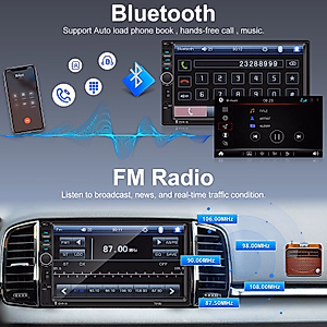 Nhopeew Double Din Car Stereo with Bluetooth and Backup Camera 7 Inch Touch Screen Car Radio Support AUX/USB/TF Card/Mirror Link/Steering Wheel Control