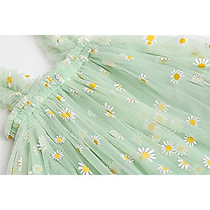 Daisy Suspenders Clothes Beach Baby Floral Kids Dress Casual Girl Toddler Summer Girls (Mint Green #4, 1-2 Years)