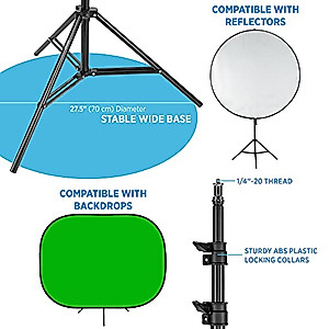 Fovitec 7'6" Spring Cushioned Collapsible Background Stand Kit with Clip for Pop Up Backdrops, Chroma Key Green Screens, and Foldable Disc Reflectors