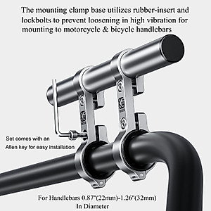 BRCOVAN Aluminum Alloy Handlebar Extensions for Bicycle & Motorcycle, Bike Handlebar Extender with Double Mounting Clamp Holder, Fit for Handlebars Diameter 0.87'' to 1.26''