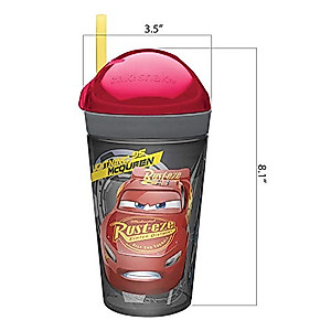 Zak Designs Cars 3 ZakSnak All-In-One Drink Tumbler + Snack Container For Toddlers – Spill-proof 4oz Snack Container Screws Securely Onto 10oz Tumbler With Accessible Straw, Cars 3