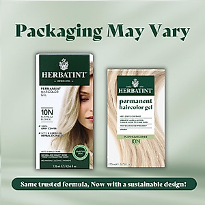 Herbatint Permanent Haircolor Gel, 10N Platinum Blonde, Alcohol Free, Vegan, 100% Grey Coverage - 4.56 oz