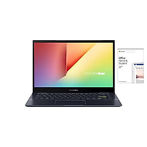 ASUS VivoBook 14" FHD LED 2-in-1 Touchscreen Premium Laptop | AMD Ryzen 5 5500U | 20GB DDR4 RAM | 1TB SSD | Fingerprint | HDMI | Windows 10 | Black | with Microsoft Office Bundle