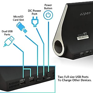 Fast 15 Watts Wireless Charger Sound Hub Bluetooth Speaker with Upgraded Mic Handsfree Calling Two USB Ports, Upright View Angle, Space Saving 4 in 1 Dock