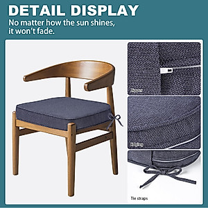 Pcinfuns Indoor/Outdoor Memory Foam Chair Cushions,Thick 19"x19"x3" Chair Cushion for Patio Furniture,Water-Resistant Durable Seat Pads with Ties,Blue Grey,4 Pack