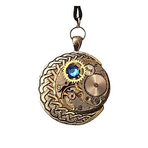 Half-Moon design Timepiece geared Steampunk necklace jewelry
