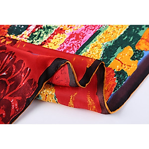 Yangtze Store YangtzeStore Women's 100% Luxurious Long Silk Scarf Classic Art Collection (Red), 63" x 17"