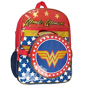 DC Comics Wonder Woman Backpack Lunch Bag Pencil Case Drawstring Sportpack 5pc Set