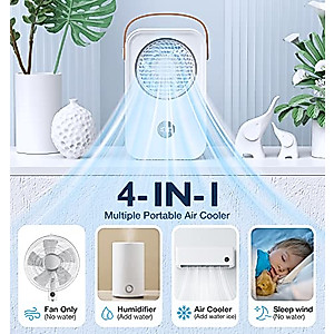 XL Evaporative Air Conditioner Portable Air Cooler,Powerful 4-Speed,Quiet, 650 ML Water Tank,Display Prower Desktop Cooling Fan For Bedroom, Office, Living Room & More