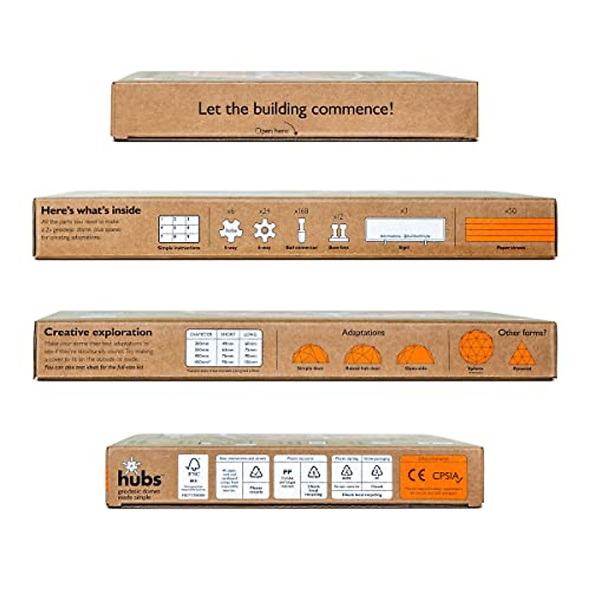 Hubs - Geodesic Dome Toy Construction kit | 6+ | STEM - Engineering - Educational - Building - DIY - Architecture - Geometry - Buckminster Fuller | Works with Lego for Creative Play | 263 pcs.