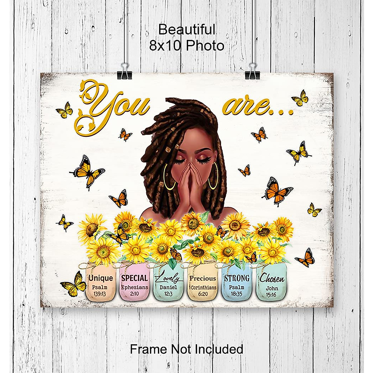 Faith God African American Wall Art Poster - Black Art - Christian Wall Decor- Black Girl Magic - spiritual Religious Wall Decor - Inspiration Christian Gifts for Women, African Americans, Black women