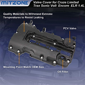 Engine Valve Cover kit w/Gaskets & Bolts Compatible with 2011-2020 Chevrolet Chevy Cruze Sonic Volt Trax Buick Encore Cadillac ELR 1.4L L4 Replaces # 25198874 55573746 264-968
