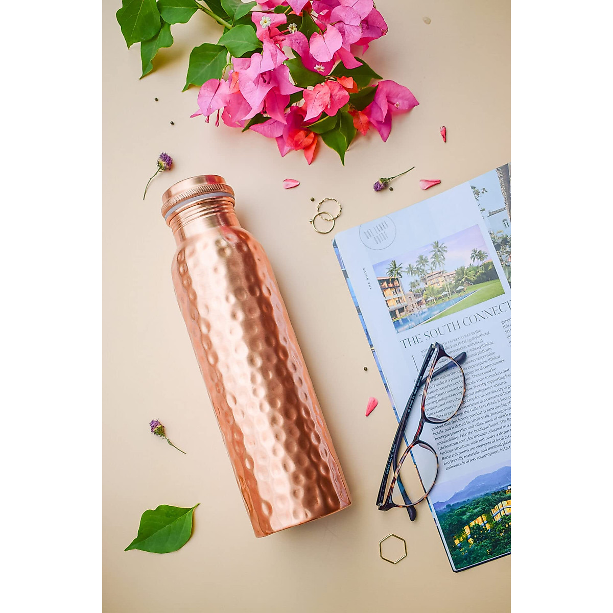 AVA DESIGNZ CLEO HOME | (32 Oz/950 ml) 100% Ayurvedic pure Copper Handcrafted Water Bottle | Lab-Tested, Leak-Proof Copper Vessel | Drink More Water And Enjoy The Health Benefits Immediately