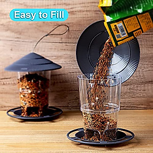 eWonLife Bird Feeders, Bird Feeder for Outside Outdoors Hanging, Squirrel Proof, Easy Clean and Fill, Adjustable Feeder with Sturdy Wire and Roof, Plastic, for Garden, Backyard, Terrace(25 OZ/Pack)
