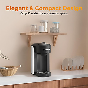 CHULUX 1000W Compact Single Serve Coffee Maker, Instant One Cup Coffee Pod Maker for K Cup & Ground Coffee, Stainless Steel Capsule Coffee Machine, 90s Fast Brewing