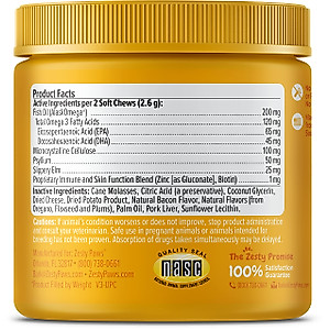 Zesty Paws Hairball Bites for Cats - Cat Furball Support - Functional Supplement with Omega 3 Fish Oil EPA & DHA + Zinc, Biotin & Psyllium Husk - Supports Gut & Skin Health - 60 Count