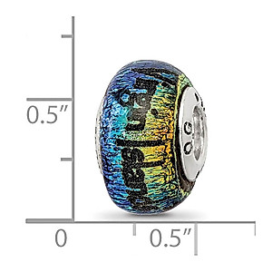 The Black Bow Virgin Islands & Palm Tree Dichroic Glass & Sterling Silver Bead Charm