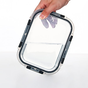 YANGNAY 8 Pack Glass Food Storage Containers, Glass Meal Prep Containers with Airtight Lids, Dishwasher/Freezer Safe Glass Containers, 2 sizes