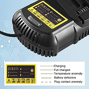 DCB105 Charger Compatible with Dewalt 12V/20V Battery DCB120 DCB127 DCB200 DCB203 DCB204 DCB206 DCB207 Replacement for Dewalt DCB107 DCB102 DCB115 DCB118 Charger