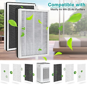 Yweller MA-25 H13 True HEPA Replacement Filter Compatible with MA-25-W1 MA-25-W2 MA-25-B1 MA-25-B2 MA-25-S1 MA-25-S2 MA-25R MA-25R-1 MA-25R-2 4Pack
