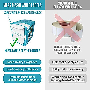 MESS Dissolvable Freezer Labels - 500 Removable Food Container Labels - Blank Labels for Food Containers - Dissolvable Food Labels Stickers -Freezer Tape - Bottle Labels, Jars Food Storage Labels 1x2"