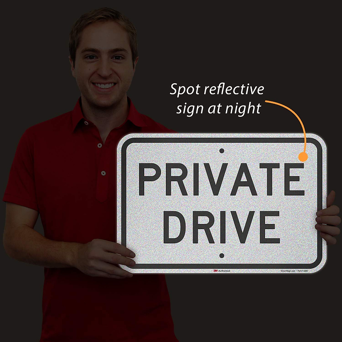 SmartSign - K-4471-EG-12x18 -K-4471-EG Private Drive Sign By | 12" x 18" 3M Engineer Grade Reflective Aluminum Black on White