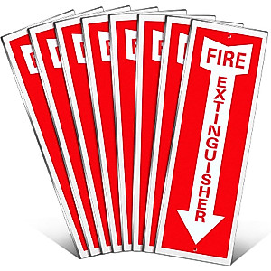 Tondiamo 8 Pack Fire Extinguisher Sign Fire Sign Rust Free Aluminum Reflective Signs 4 x12 Inch Laminated for Ultimate UV, Weather, Scratch, Water and Fade Resistance, Indoor and Outdoor