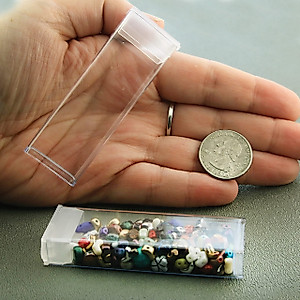 The Beadsmith Clear Plastic Boxes - Rectangle with a Flip Top Cap - 7/16” x 1” x 3-1/4” - Use for Beads, Bath Salts, Wedding & Party Favors, Home or Office Storage - Bag of 100