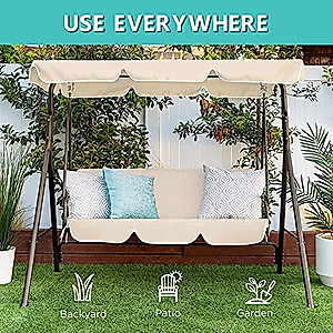 BTURYT Waterproof Patio Swing Canopy Cover Set, Swing Canopy Replacement, Windproof Waterproof Anti-UV Top Cover for Patio Swing 2-3 Seat Chair Sunshade(top Cover + Chair Cover)