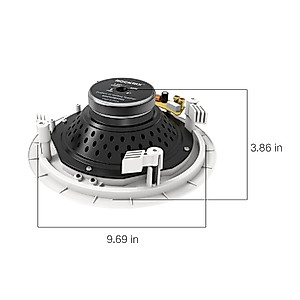 ROCKRIX Audio 3-Way Premium in-Ceiling 8" Round Speaker, Dual 1-inch Silk Dome Tweeters, 9.5 Inch Cutout Diameter, Each, White