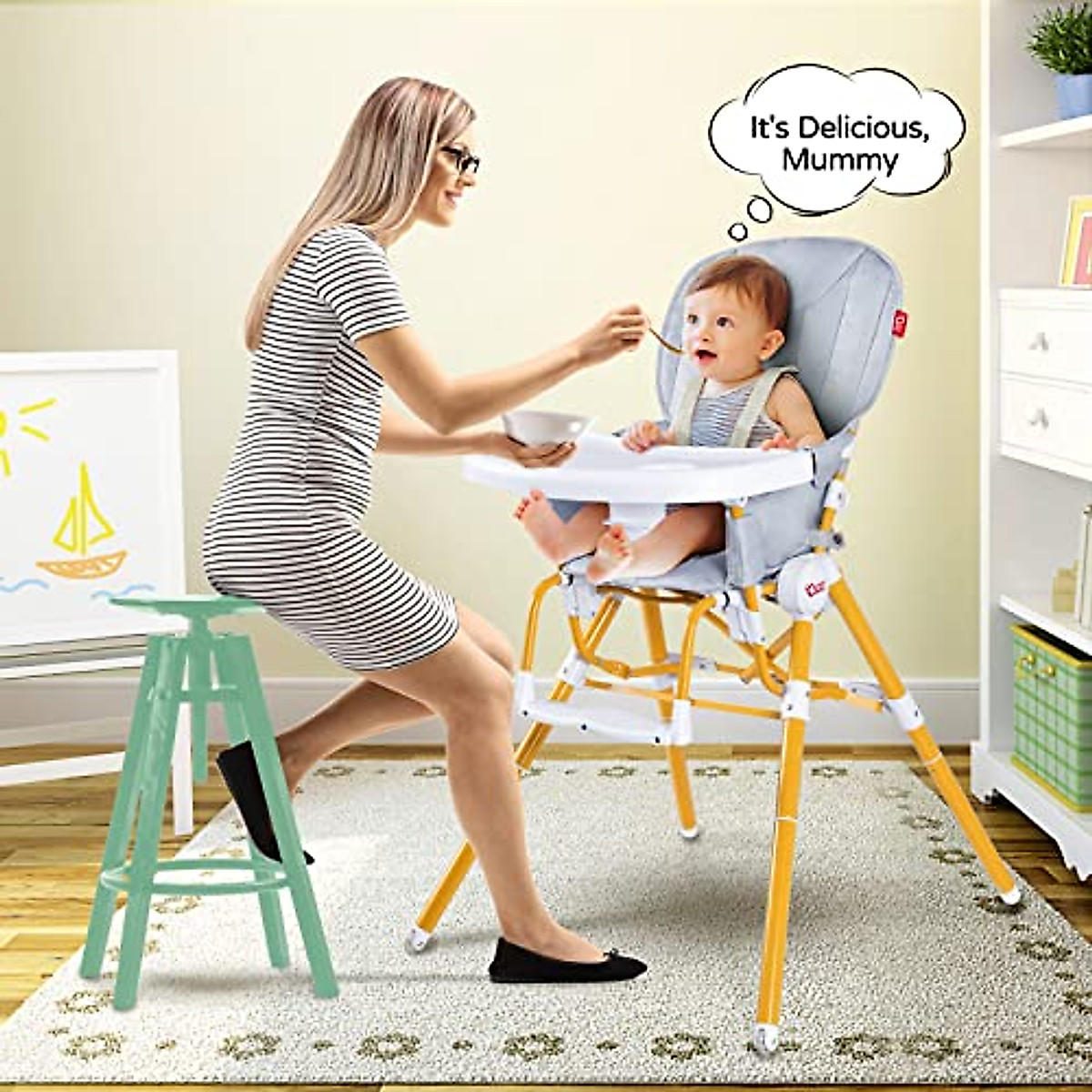 High Chairs for Babies and Toddlers, Baby High Chair, Ceurmt Baby Toddler High Chair, Convertible Highchairs with Removable Tray, Foldable | Portable, Height Adjustable, Space Saver, Easy Clean up
